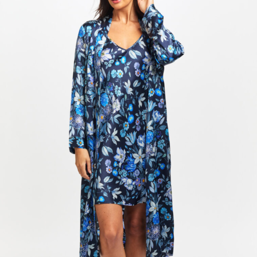 Love And Lustre Liberty Silk Chemise Ll834 Stately Bouquet Blue 8 Acte